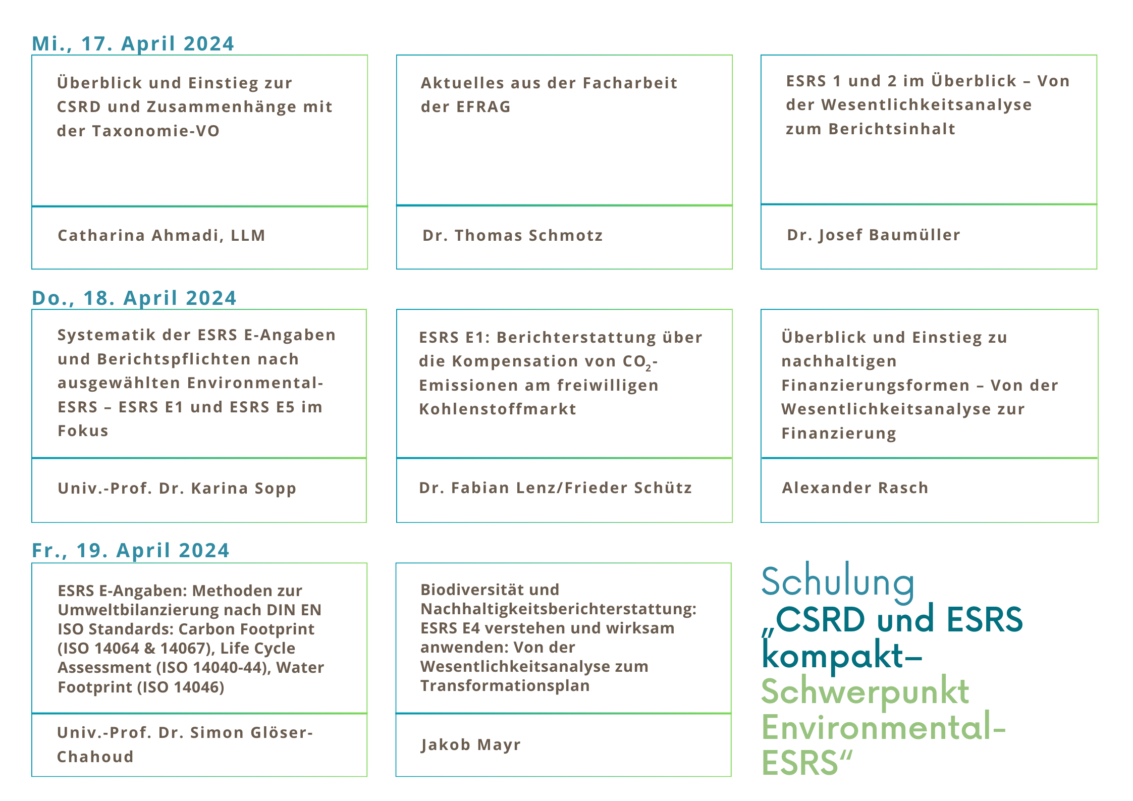Schulung „CSRD und ESRS kompakt – Schwerpunkt Environmental-ESRS ...